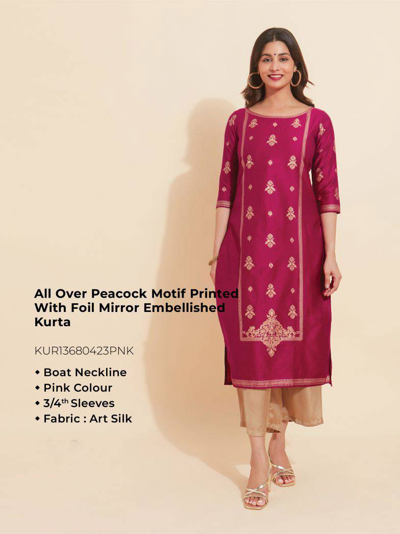 Kurti Pink Color - Rasi Silks