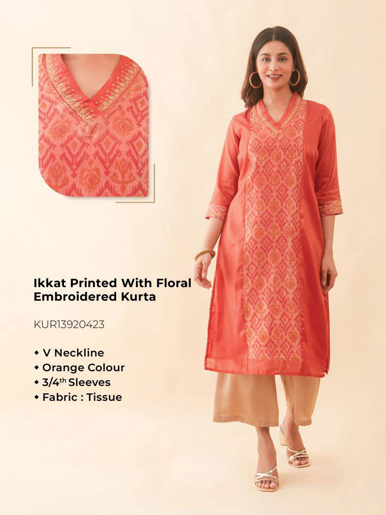 Kurti Orange Color - Rasi Silks